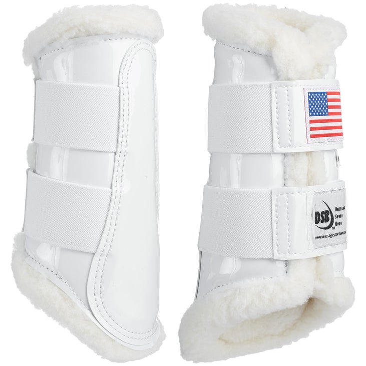 DSB White Patent Glossy USA Flag Dressage Sport Boots | Riding Warehouse