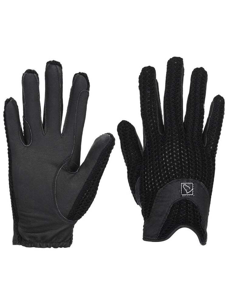 SSG Lycrochet Horseshoe Back Riding Gloves | Riding Warehouse
