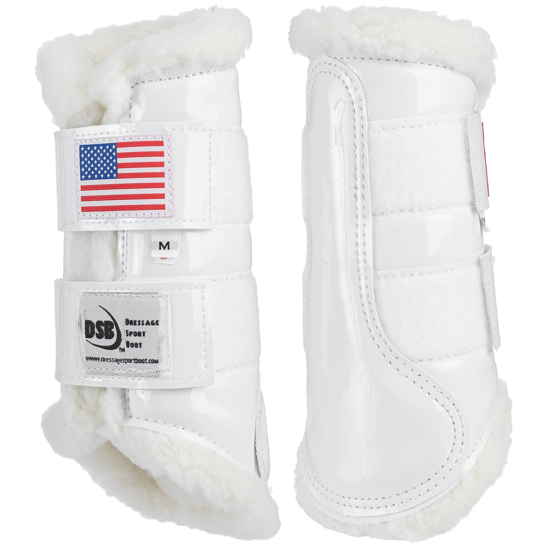 DSB White Patent Glossy USA Flag Dressage Sport Boots - Riding Warehouse