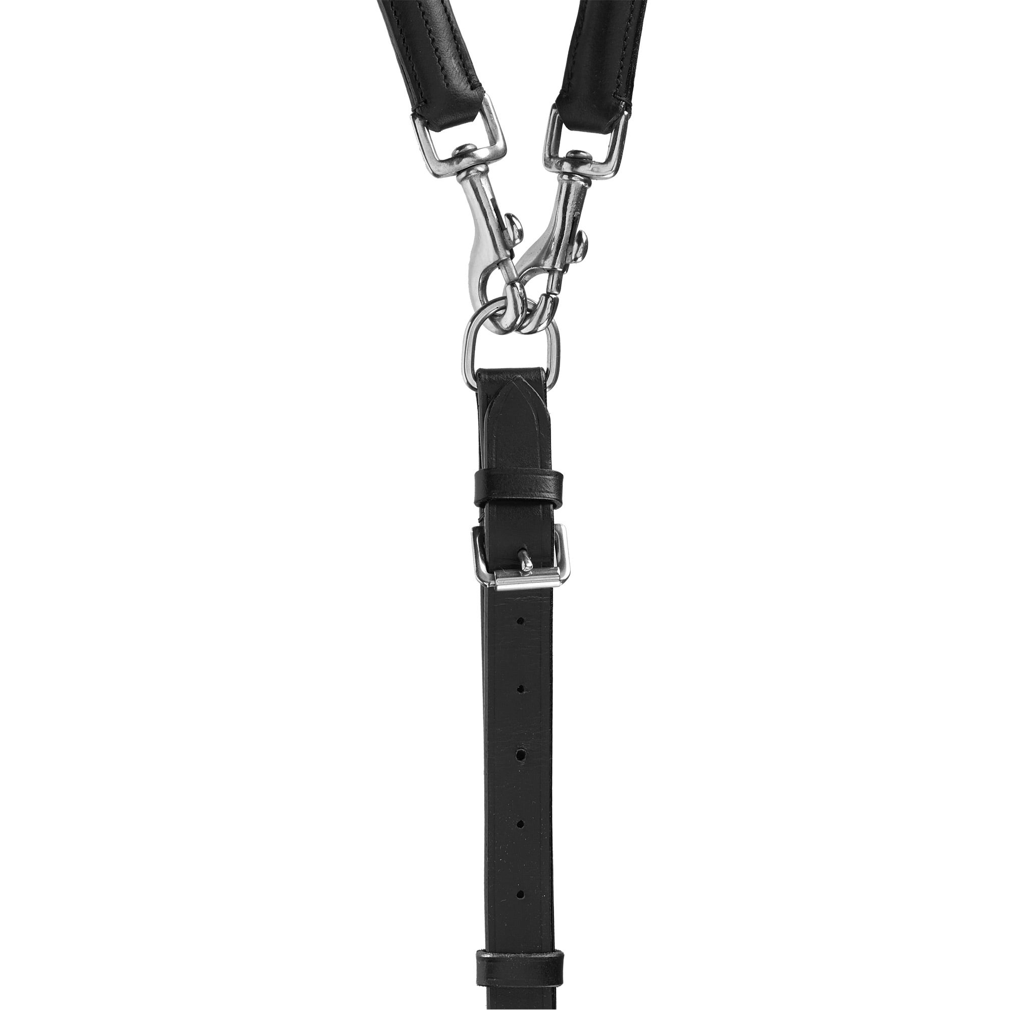 Henri de Rivel Rounded Nylon Draw Reins w/Leather Snap - Riding Warehouse