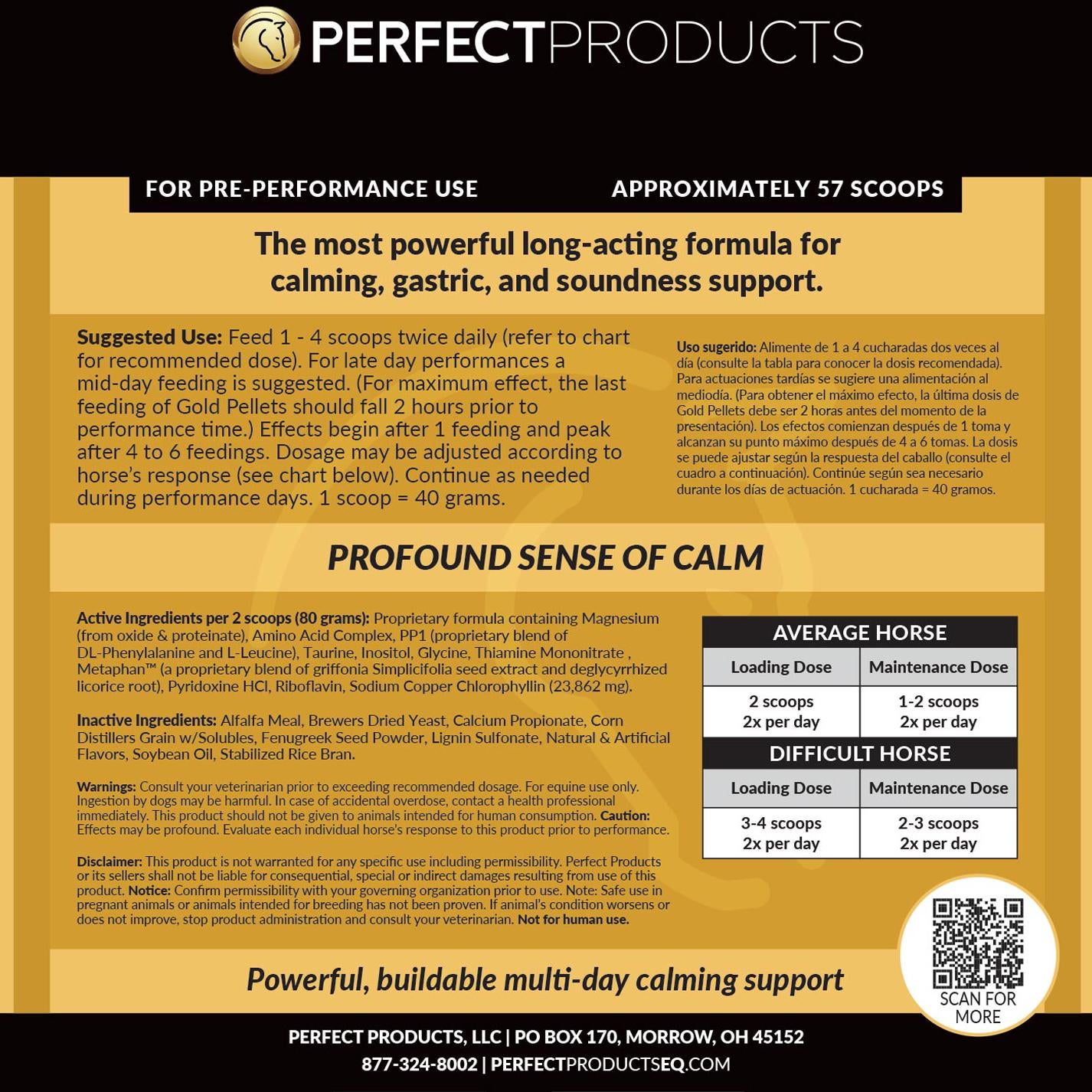 Perfect Prep Products EQ Gold Calming Formula Pellets - Riding Warehouse